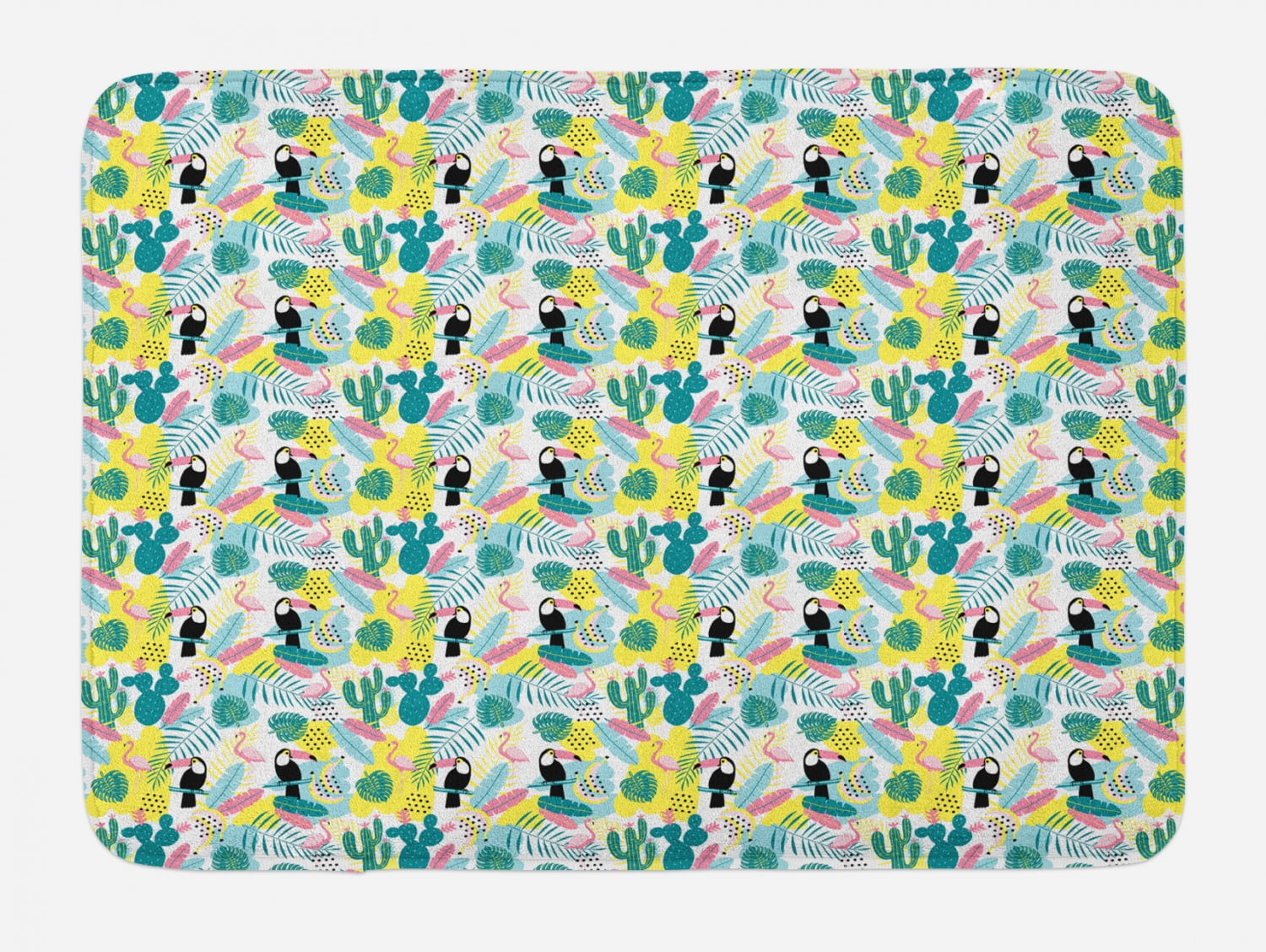 Tropical Bath Mat, Island Aloha Nature Art Pattern with Toucan ...