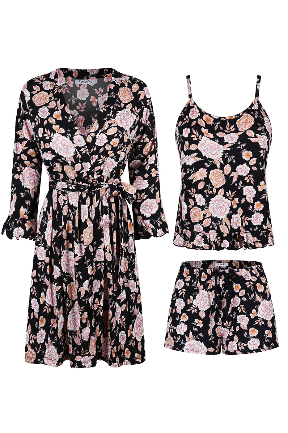 SofiePJ, Women's, Super Soft Warm Poly Suede Stretchy 3 PC Belted ...