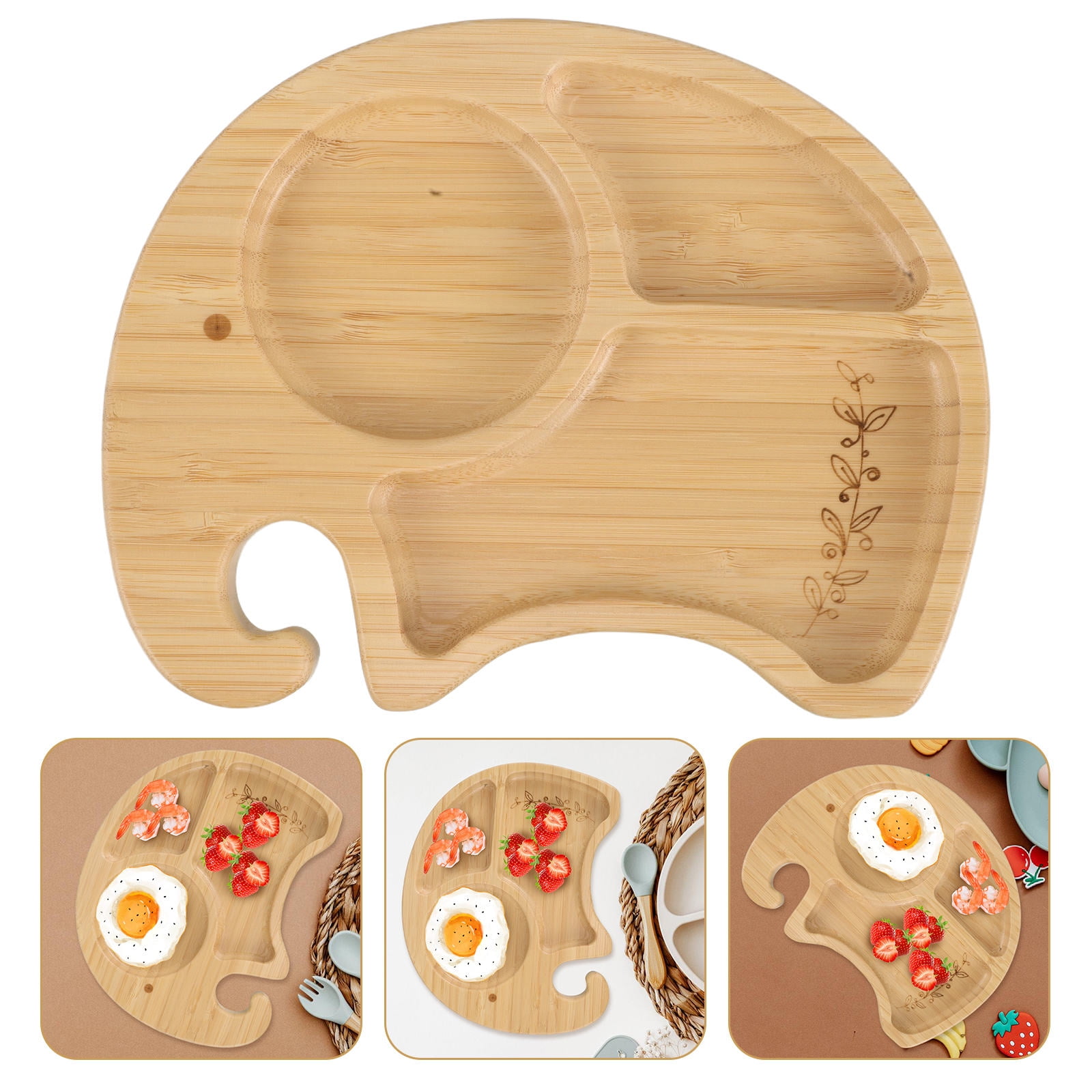 Click here for Goohochy Toddler Bamboo Plates Suction Plate Wood... prices