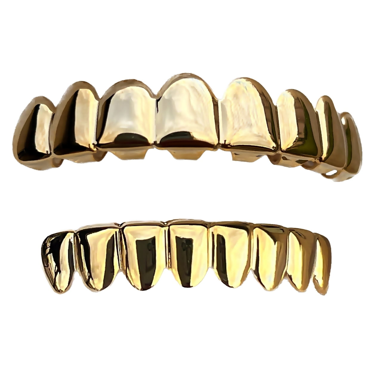 14k Gold Plated Grillz Deeper-Cut Top 8 and Eight Bottom Teeth Pre-Made ...