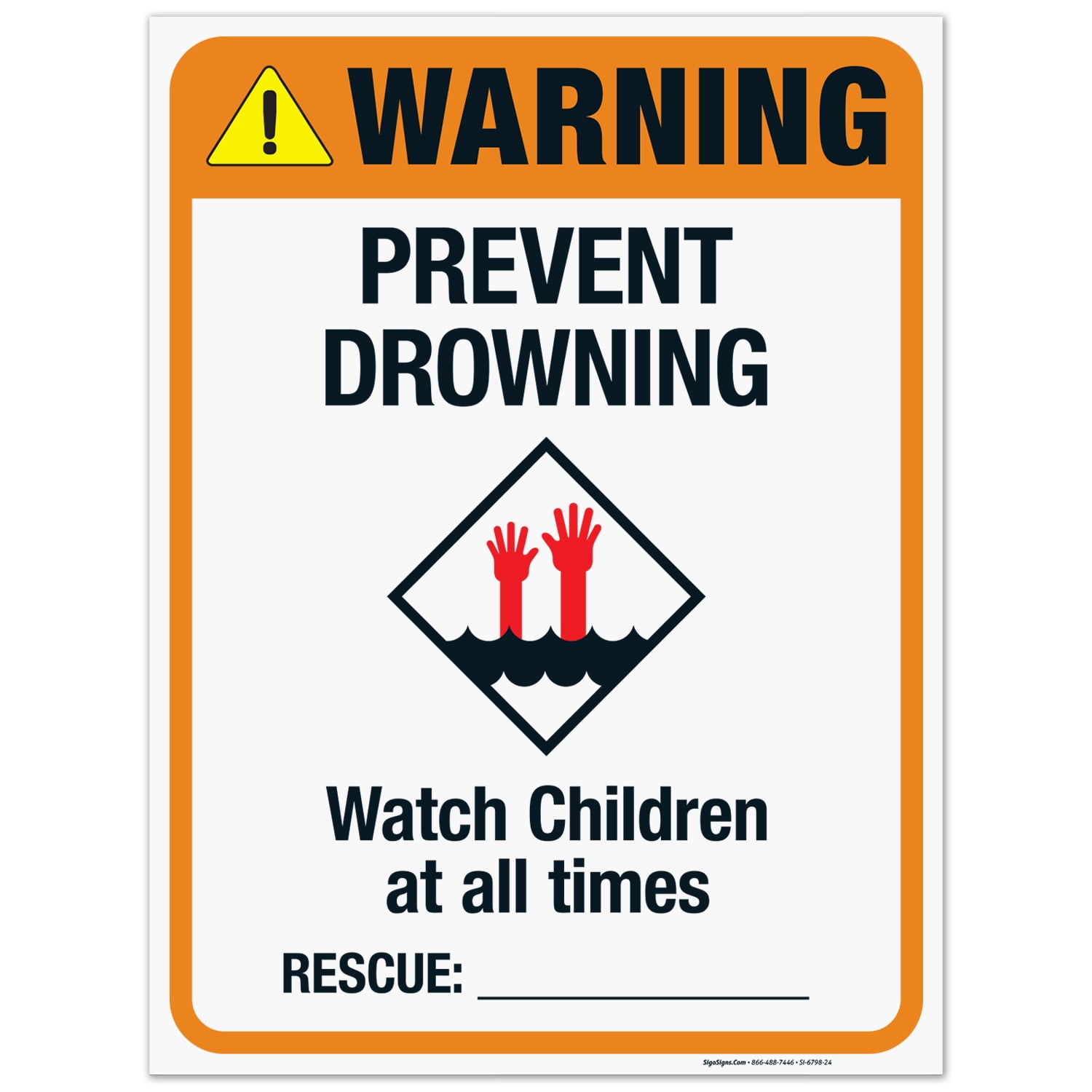 Prevent Drowning Sign, Pool Sign, 18x24 Corrugated Plastic - Walmart.com