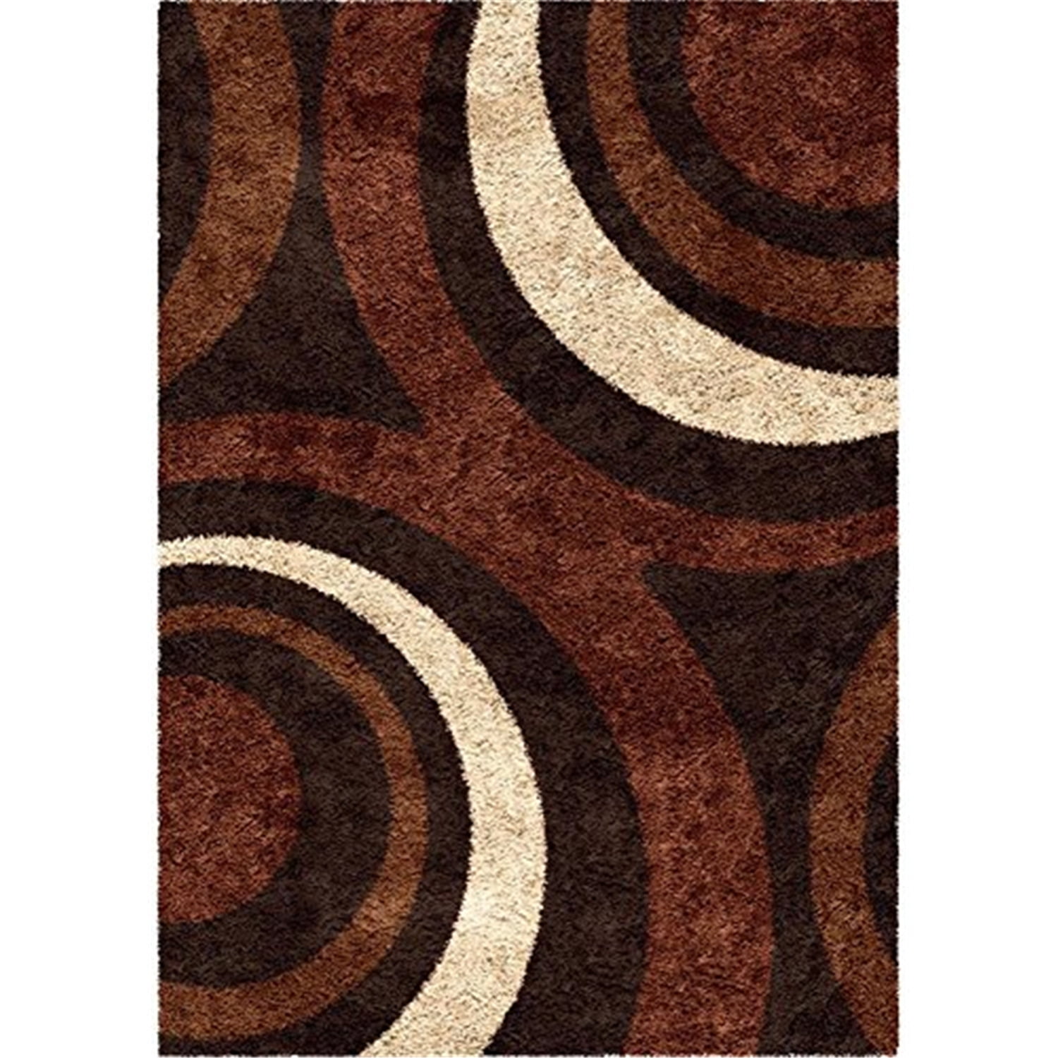 Orian Rugs Shag Circles Ring of Fire Brown Area Rug (5'3" x 7'6 ...