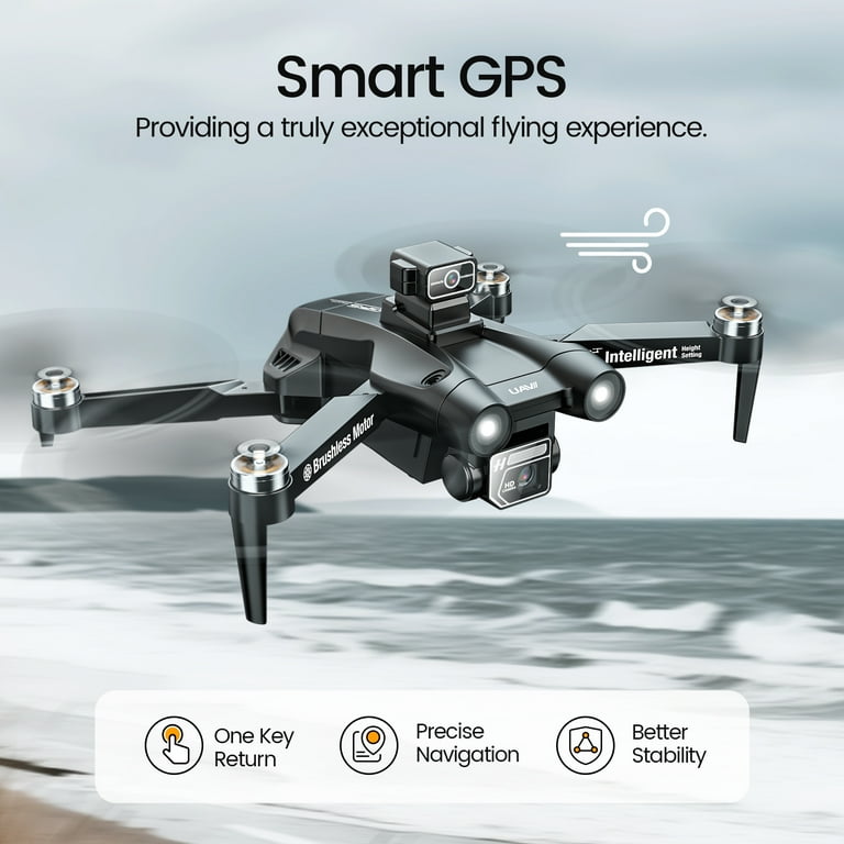 D75 GPS Drone with 4K HD Camera for Adults Foldable Drone for Beginners with Obstacle Avoidance and Brushless Motor Auto Return Home and Optical