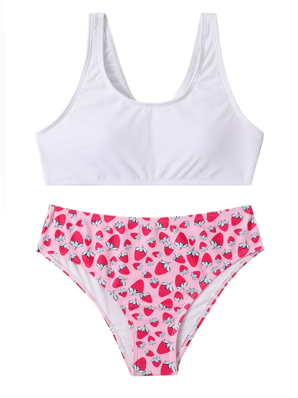 SYPNOS Girls Strawberry Two Pieces Floral Swimsuit 8-12Y Child Crop ...
