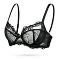 Deyllo Womens Sheer Lace Non Padded Full Cup Underwire Plus Size Bra