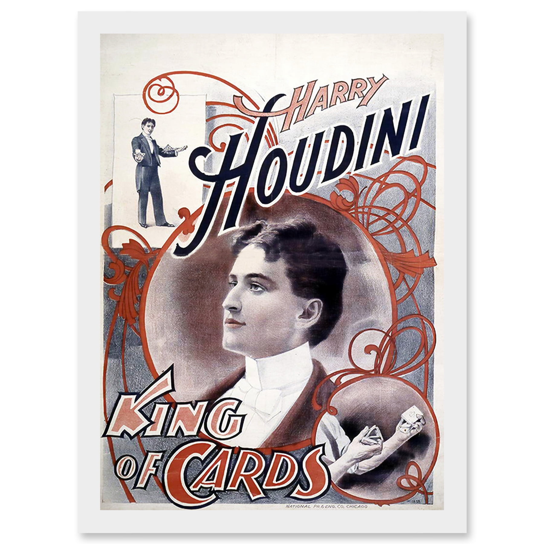 Harry Houdini The Magician King Of Cards Escapologist A4 Artwork Framed ...