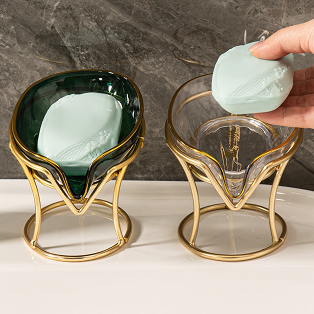 Cheers US Soap Dish with Drain, Soap Dish Marble Look, Bar Soap Holder ...