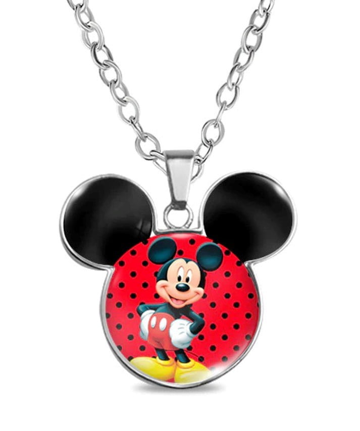 Mickey Mouse With Ears Cartoon Character Glass Domed Metal Pendant ...