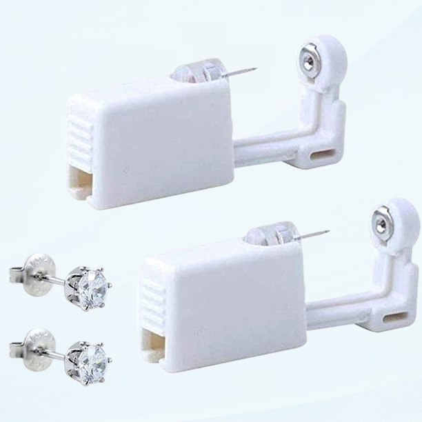 2 Pack Self Ear Piercing Gun Earring Piercing Kit No Pain Easy Use Ear ...
