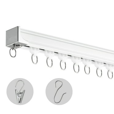 Flexible Ceiling Curtain Track, White Mount Rail with Hanging Kit ...