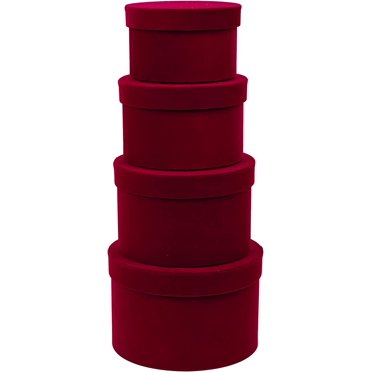 Round Gift Boxes with Lids Velvet Nesting Red Gifts Box for Presents ...