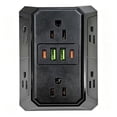 Wall Plug Extender with 6 AC Outlets 4 USB Ports 2 USB C, Surge ...