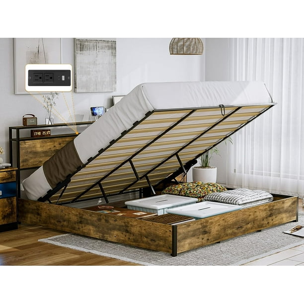 IKIFLY California King Size Lift Up Storage Bed - Metal Cal King ... IKIFLY California King Size Lift Up Storage Bed - Metal Cal King ...