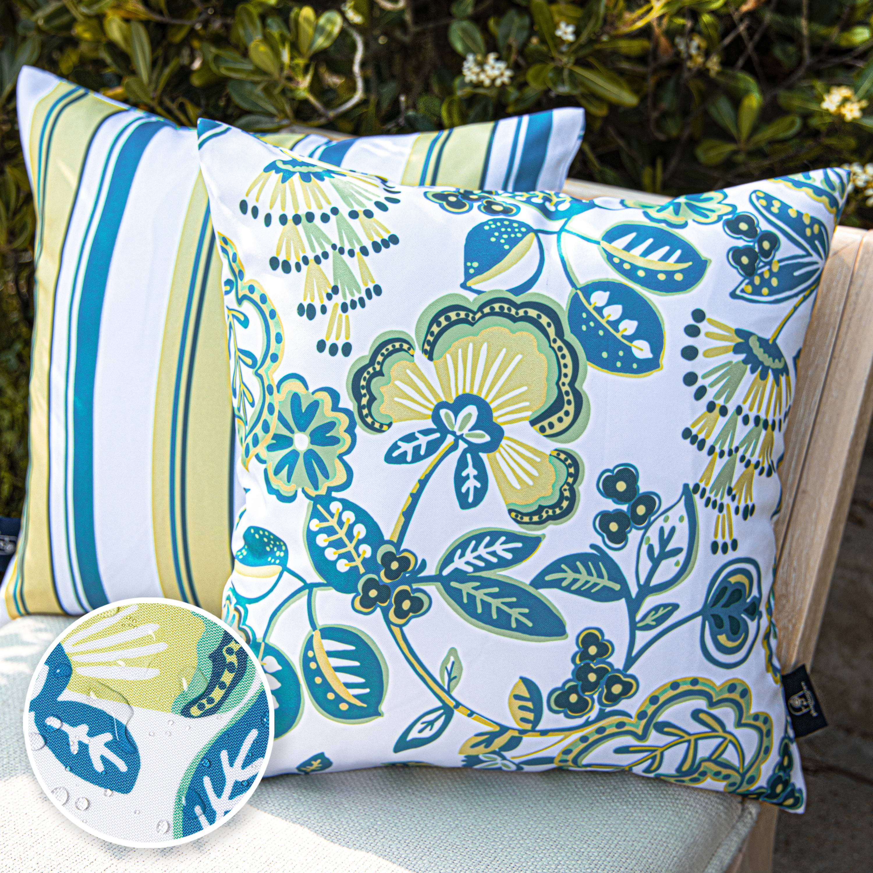 Phantoscope Outdoor Waterproof Floral Printed Decorative Throw Pillow ...