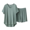 AHTJRT Women's Plus Size Pajama Sets Short Sleeve V Neck T Shirts ...