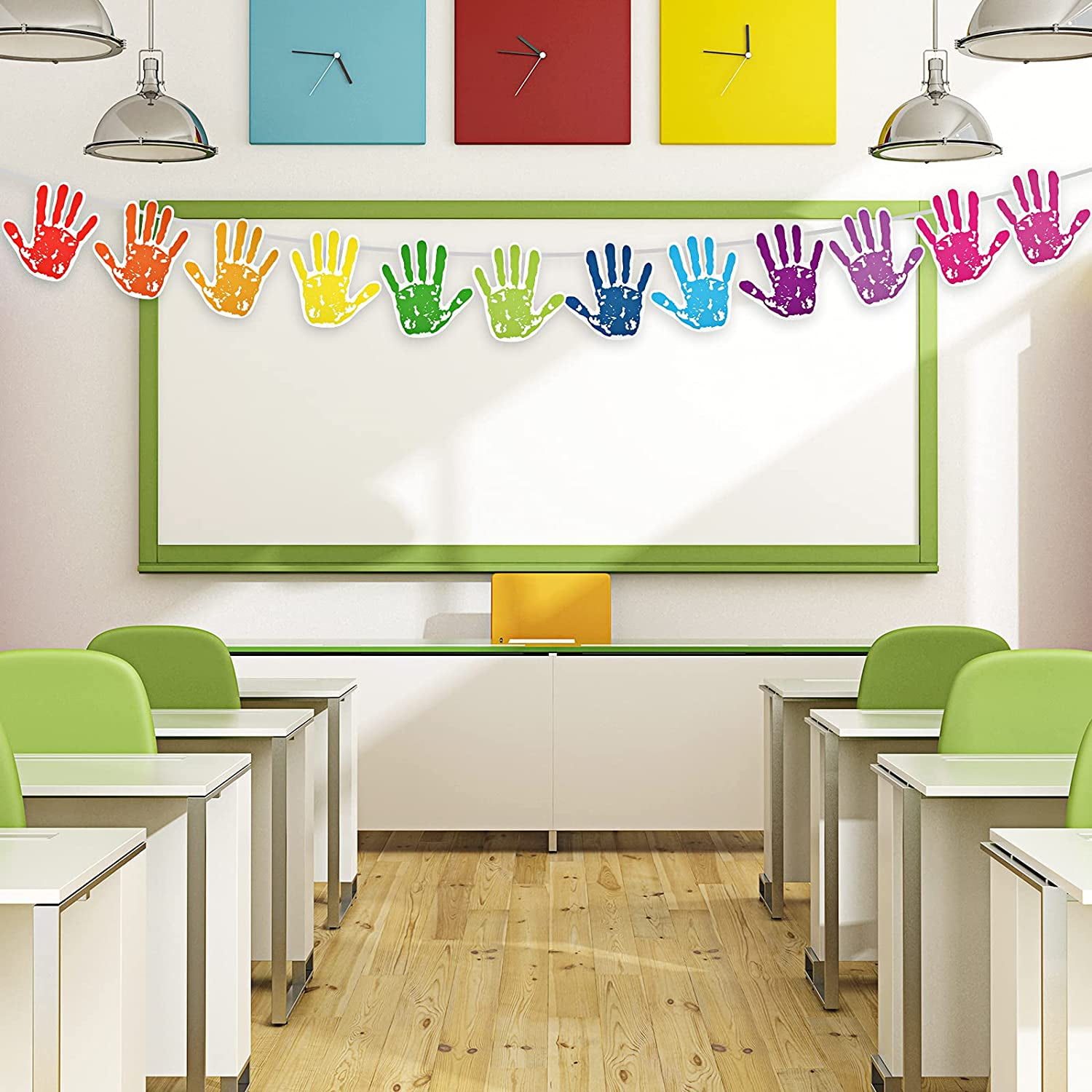 72 Pieces Colorful Handprints Cut Outs Handprint Accents Wall Decor for ...