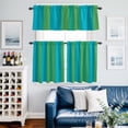 Blue Green Gradient Kitchen Curtains Set for Windows, Color Striped ...