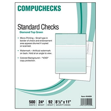 Compuchecks - 100 High Security Blank Check Stock Paper - Checks on Top ...