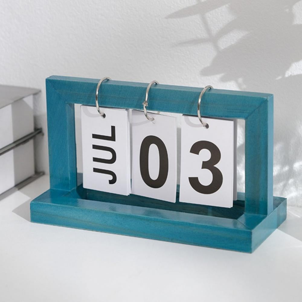 Wooden Desk Calendar 2022 Standing Flip, Vintage Perpetual Flip ...