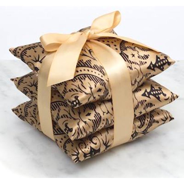 BLACK GOLD DAMASK ElizabethW Silk Sachet Ribbon Tied Set of 3 - Walmart.com