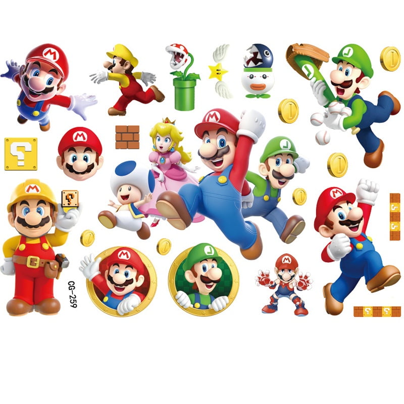 Juego Super Mario Bros Dibujos Animados Tatuaje Temporal Pegatina ...