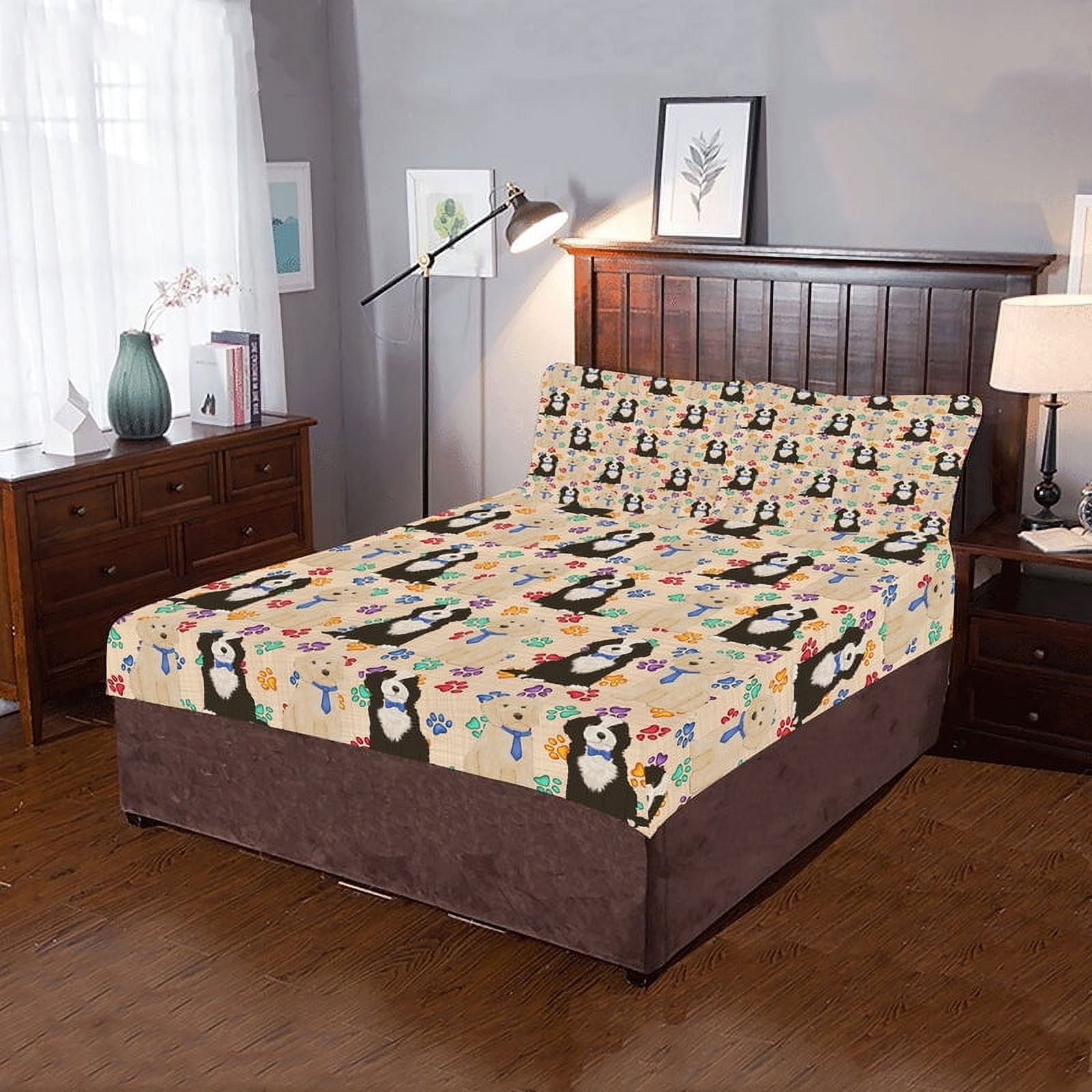 Juego de cama de 3 piezas Rainbow Paw Print Cockapoo Dogs Azul | Bodega ...