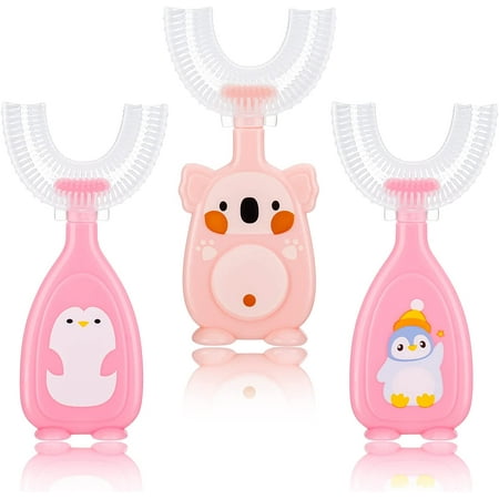 Hersh 3 Pack U Shaped Toothbrush Kids, Silicone Manual Training Toddler ...