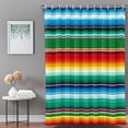 Colorful Stripes Shower Curtain Set with Hooks, Modern Abstract Blue ...