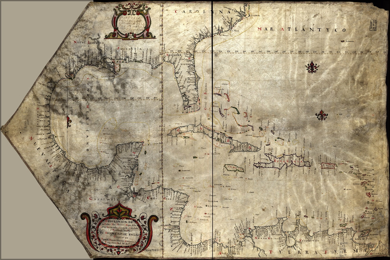 24"x36" Gallery Poster, map of united states Mexico 1765 in spanish ...