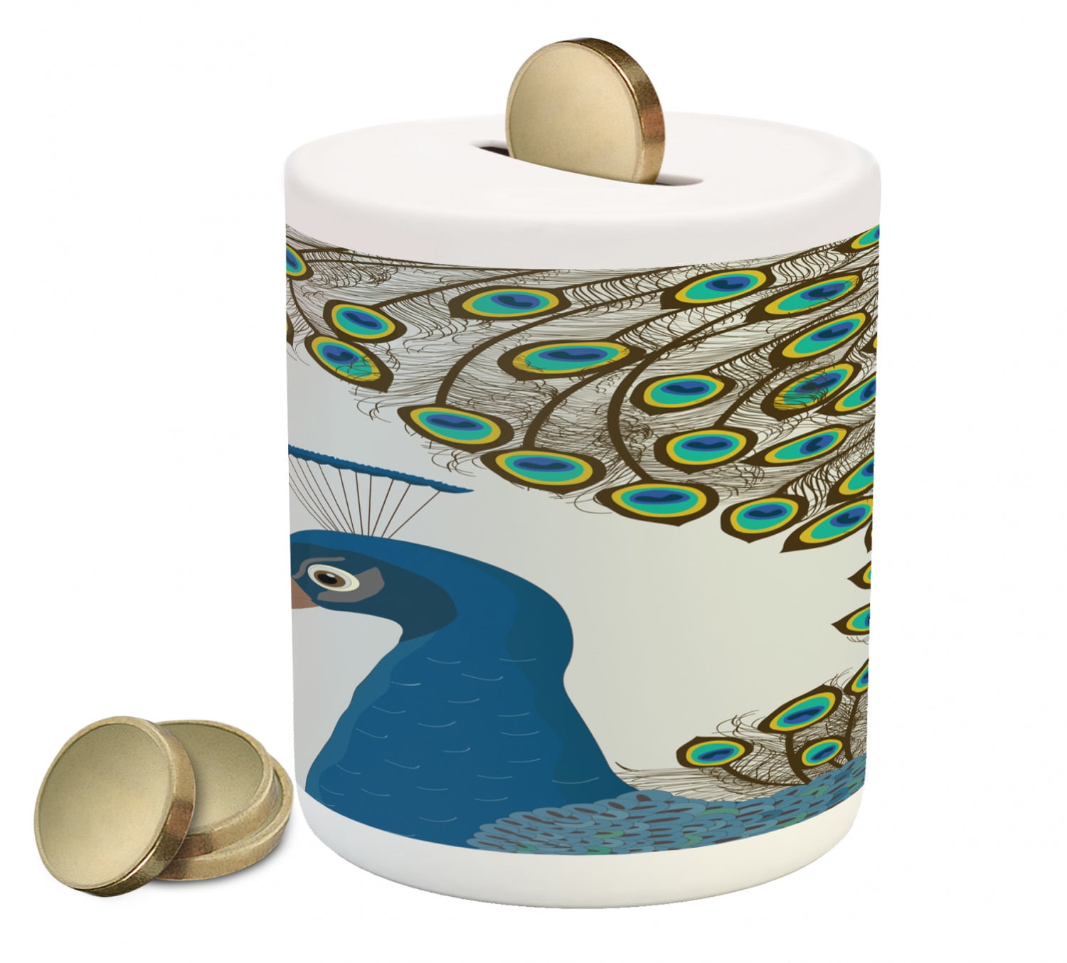 Peacock Piggy Bank, Illustration of Peacock Bird Forming a Frame with ...