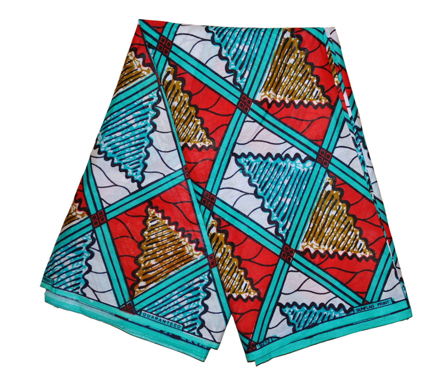Red, turquoise African Print Fabric - Walmart.com