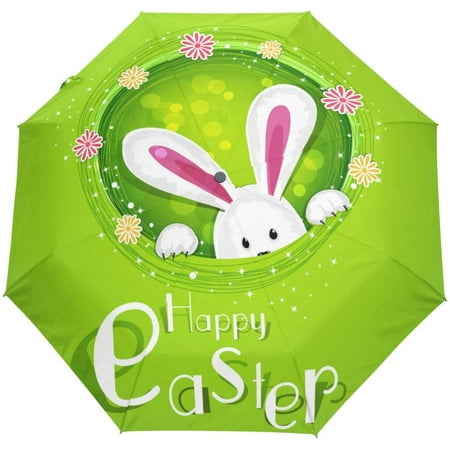 Easter Day Eggs Rabbit Floral Flowers Spring Auto Open Umbrella Sun ...