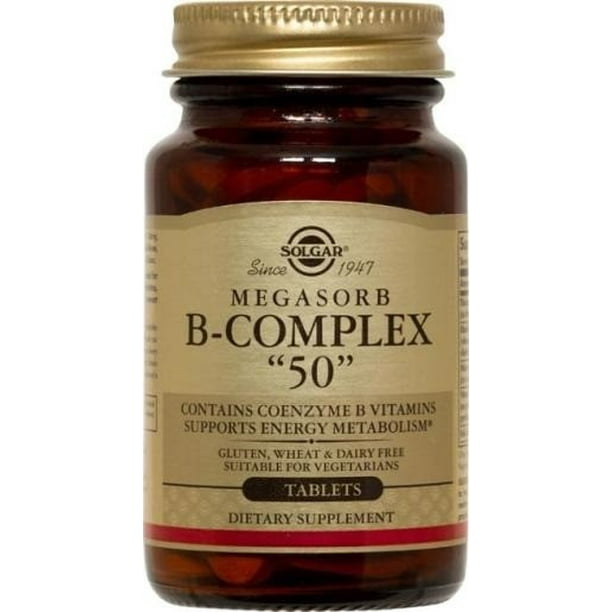 Solgar Megasorb B-Complex 50 100 Tablets - Walmart.com