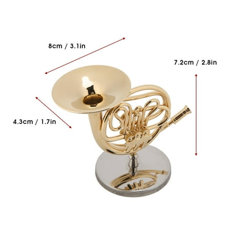 French Horn Model, 4in Miniature Golden French Horn Replica With Stand ...