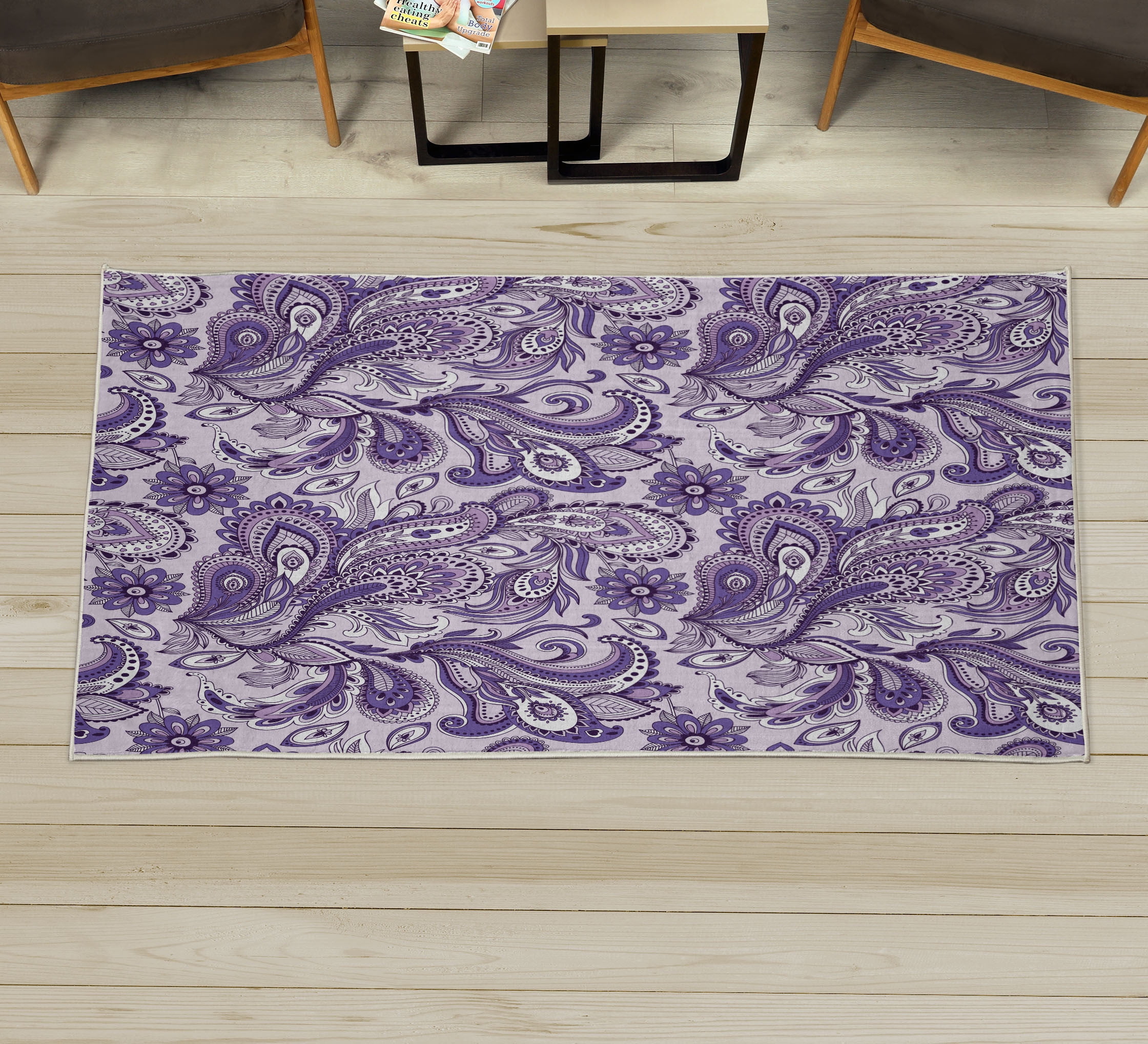 Paisley Decorative Rug, Ethnic Art Swirly Flowers Leaves Floral Pattern ...
