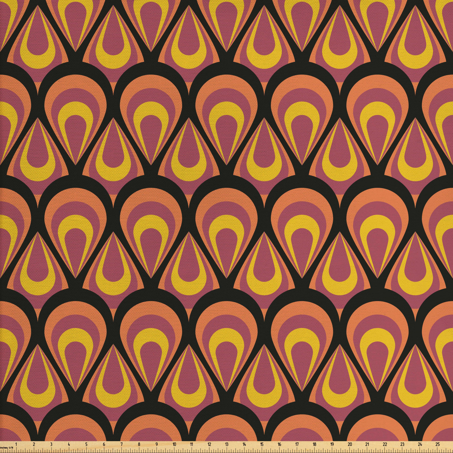 Abstract Fabric by the Yard, Round Elements Geometric Details ...