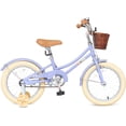 ACEGER 18 Inch Girls Bike with Basket, Purple, Training Wheels, Ages 7 ...