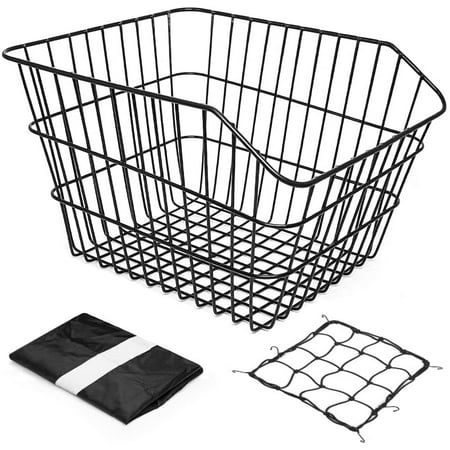 Bike Baskets Rear, Metal Rear Bicycle Basket with Bike Basket Liner and ...