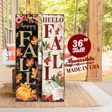 Glitzhome Fall Wooden Large Porch Sign Decor Rustic Farmhouse Themed ...