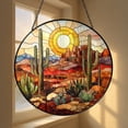 Cactus Landscape Stained Glass Suncatcher Window Hanging, Western ...