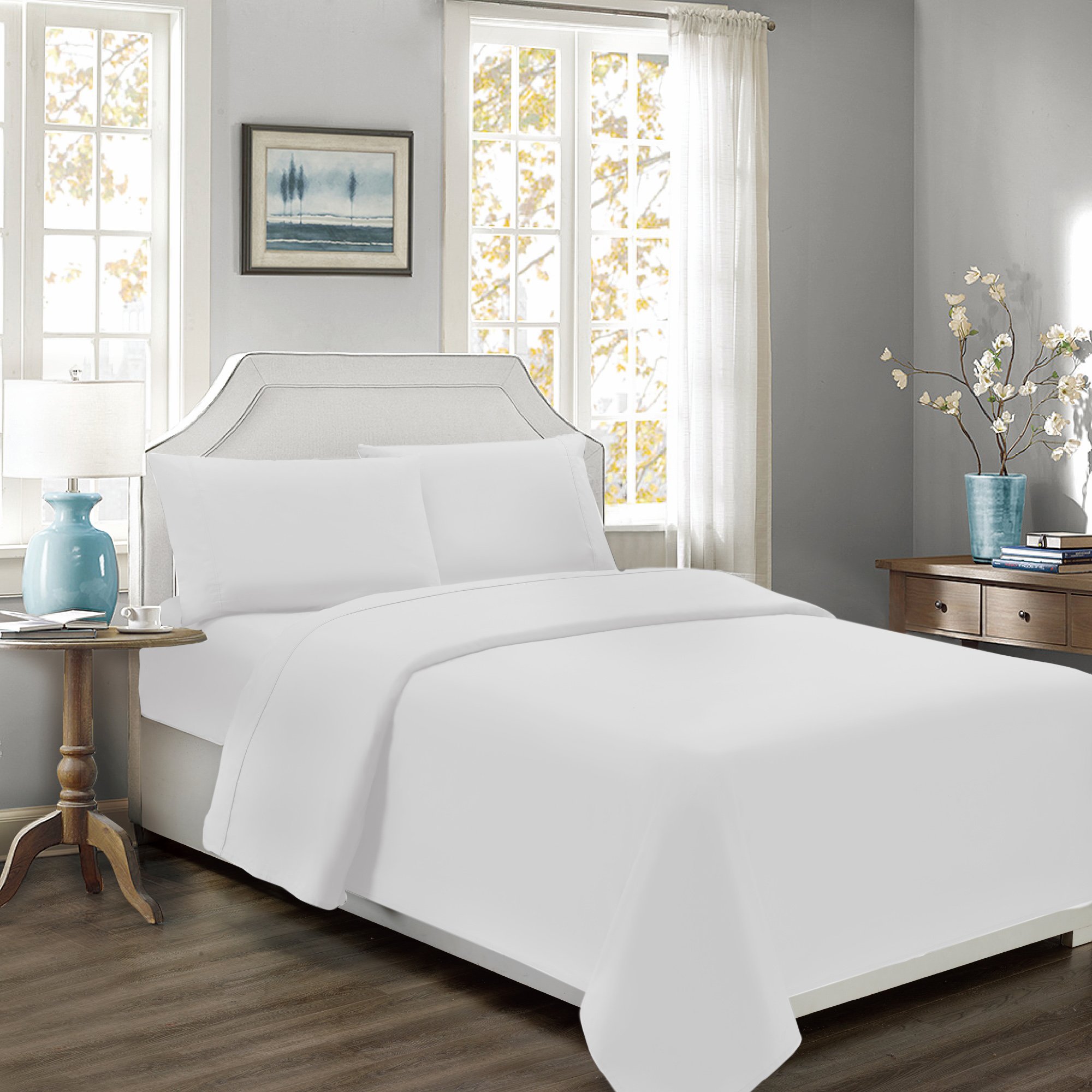 Mellanni 100 Cotton Percale 300 Thread Count Sheet Set Full Size