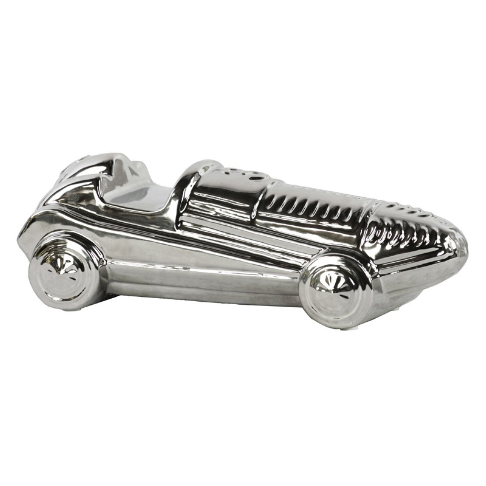 Ceramic Vintage 1950 Race Car Figurine Polished Chrome Finish Silver ...