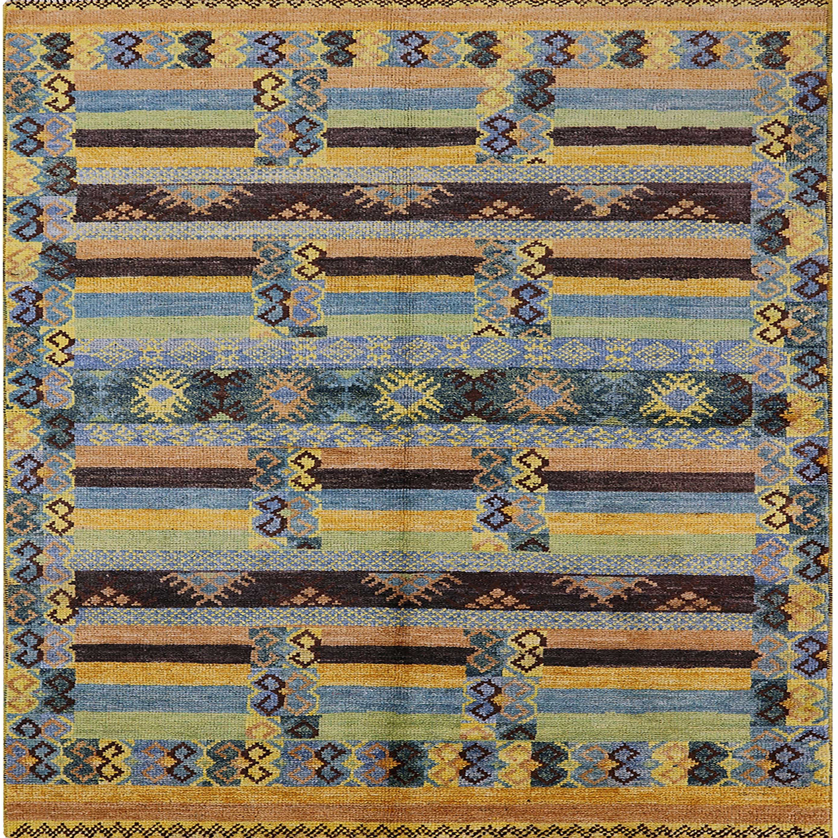 Ahgly Company Indoor Square Mid-Century Modern Coffee Brown Oriental ...