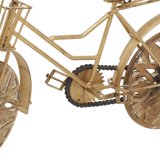 19" x 12" Gold Metal Bike Sculpture with Carved Wood Wheels, by DecMode ...