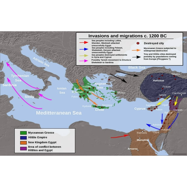 24x36 gallery poster, Map of Late Bronze Age collapse, 1200 BC ...