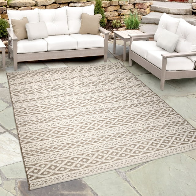 Orian Rugs Indoor/Outdoor Knit Organic Cable Area Rug - Walmart.com