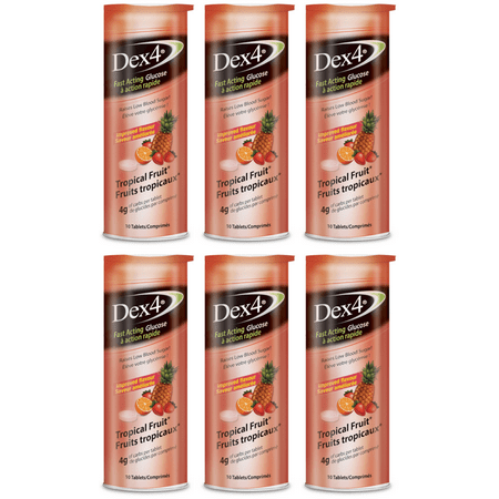 Dex4 Glucose Tablets, 6 Tube pack (Tropical Fruit) - Walmart.ca