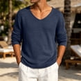 COSFO Casual Men's T Shirts Blue Long Sleeve Knit Shirts Loose Fit Soft ...