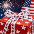 Border Stripes Canvas Wired Ribbon Red White Blue 10 Yards Independence ...