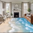 Abstract Gradient Washable Area Rug 5x8 Beach Blue Water Ripple Scenery ...